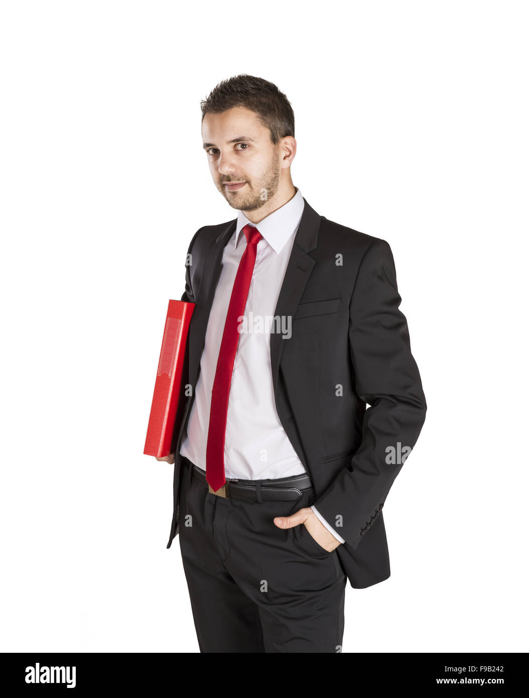 Successful business man is standing on isolated white background Stock ...