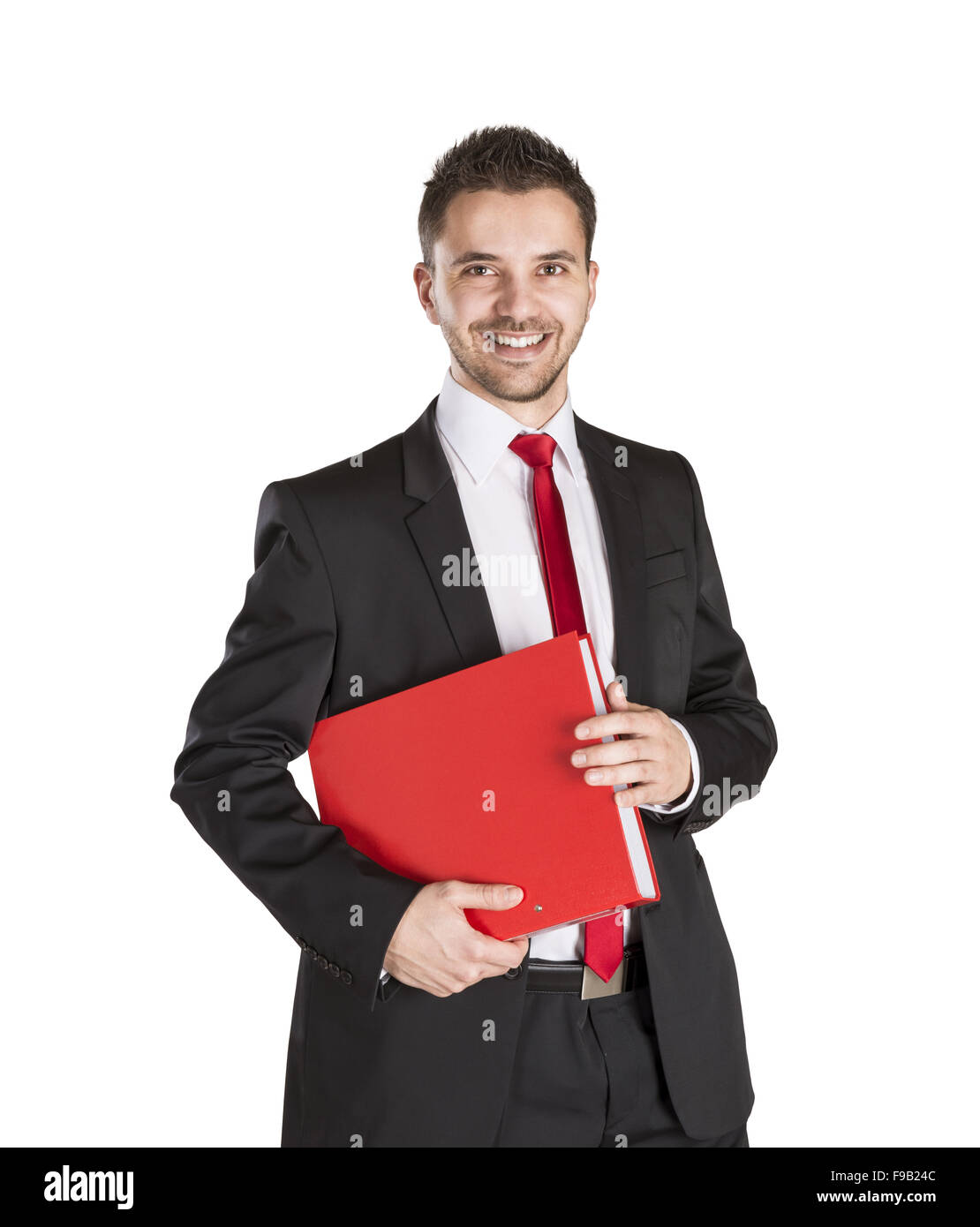 Successful business man is standing on isolated white background Stock ...