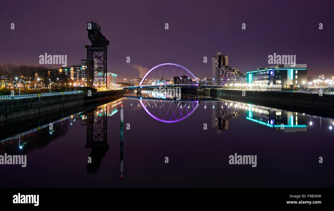 A colour image of the view from Bells bridge of Glasgows riverside at ...