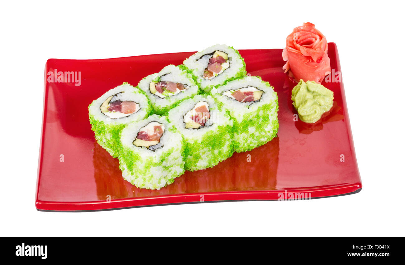 Tobiko Spicy Maki Sushi - Hot Roll with various type of Tobiko (flying ...