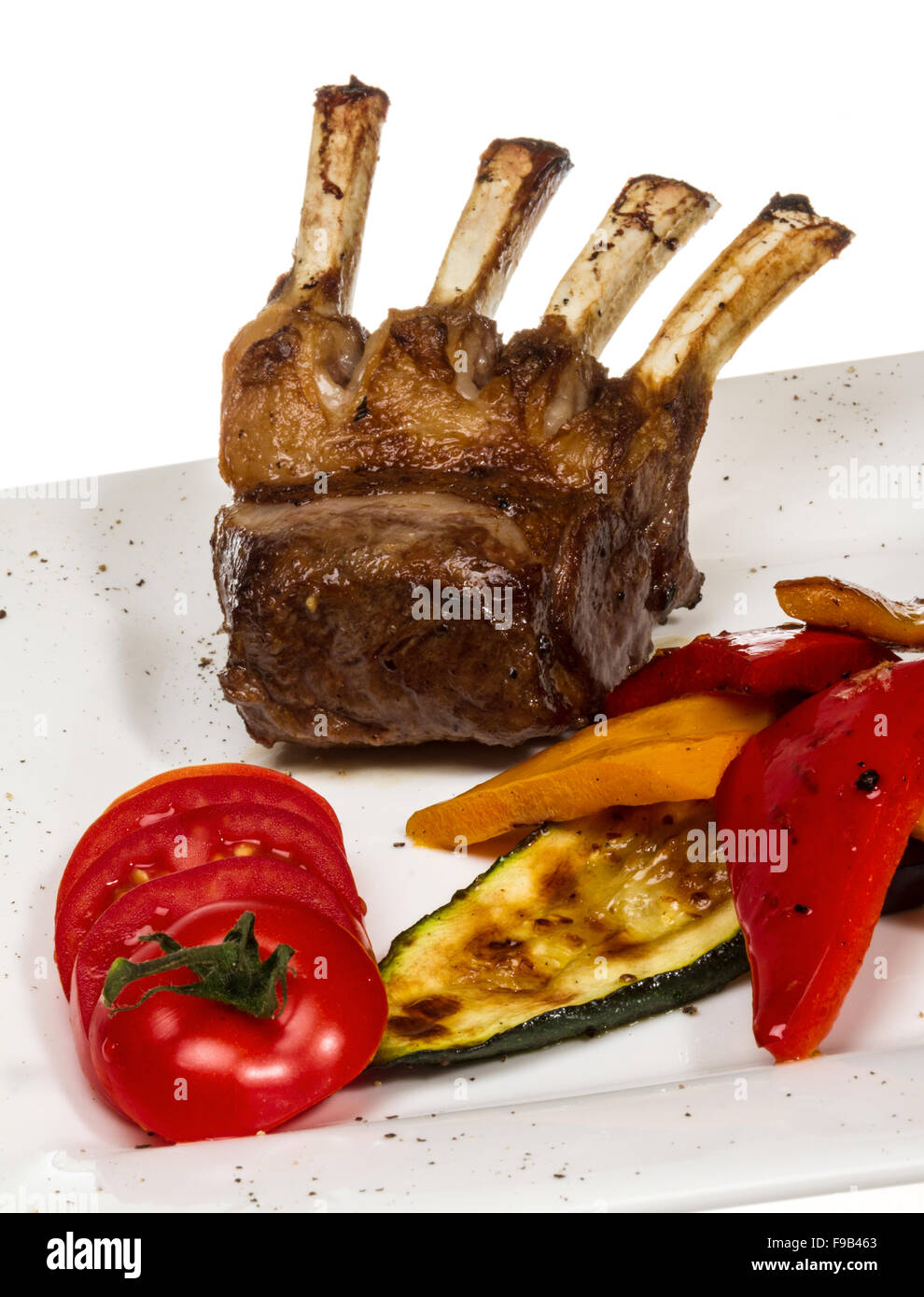 Gourmet Main Entree Course Grilled Lamb steak Stock Photo - Alamy