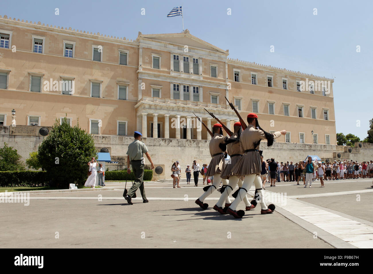 Presidential Guards perform the Changing of the Guard in front the tomb ...