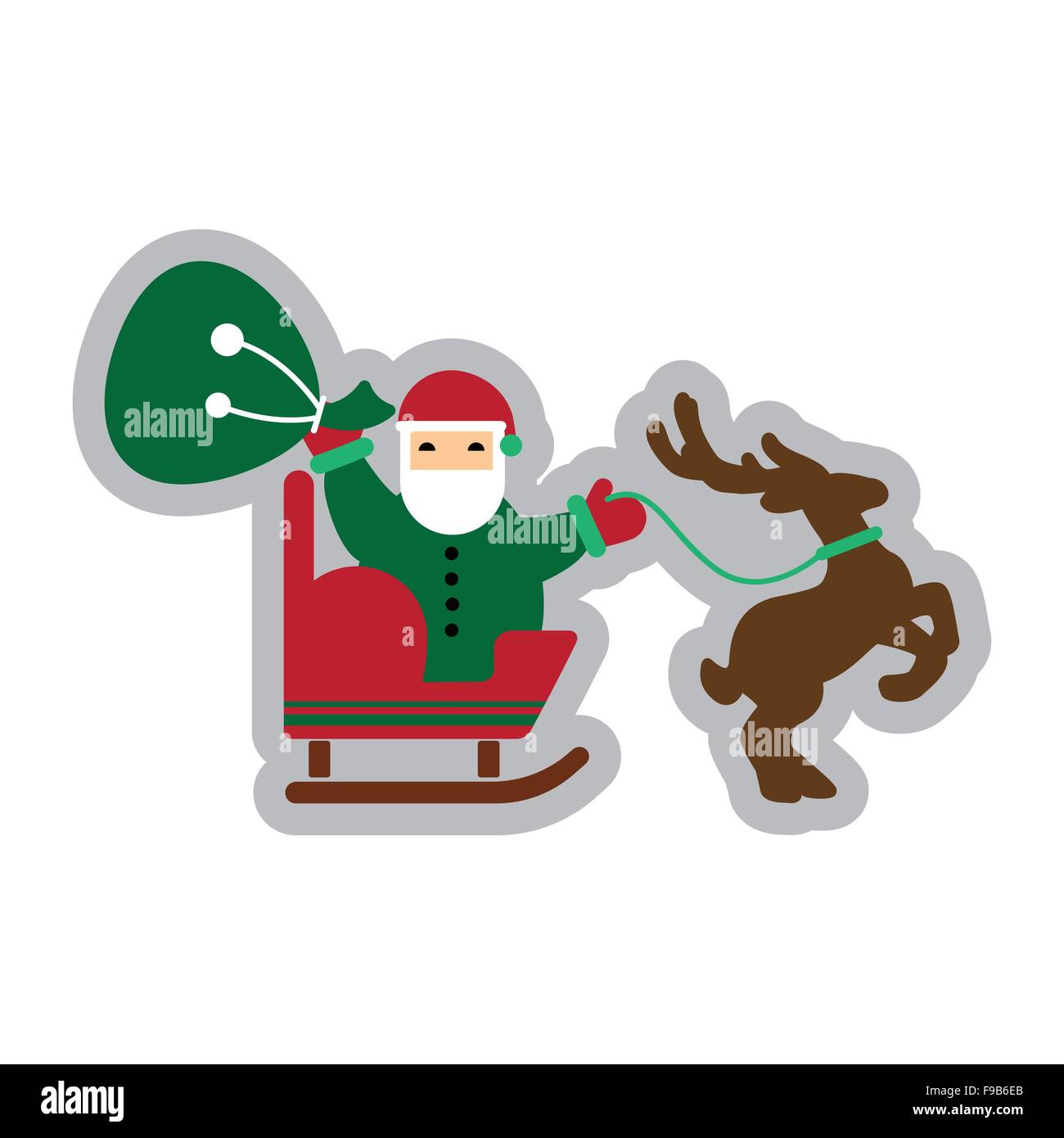 Santa riding on reindeer sledge Stock Vector Images - Alamy