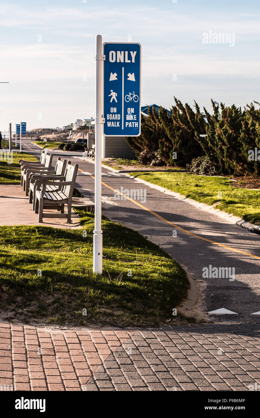 Virginia Beach oceanfront boardwalk bike path with benches Stock Photo ...