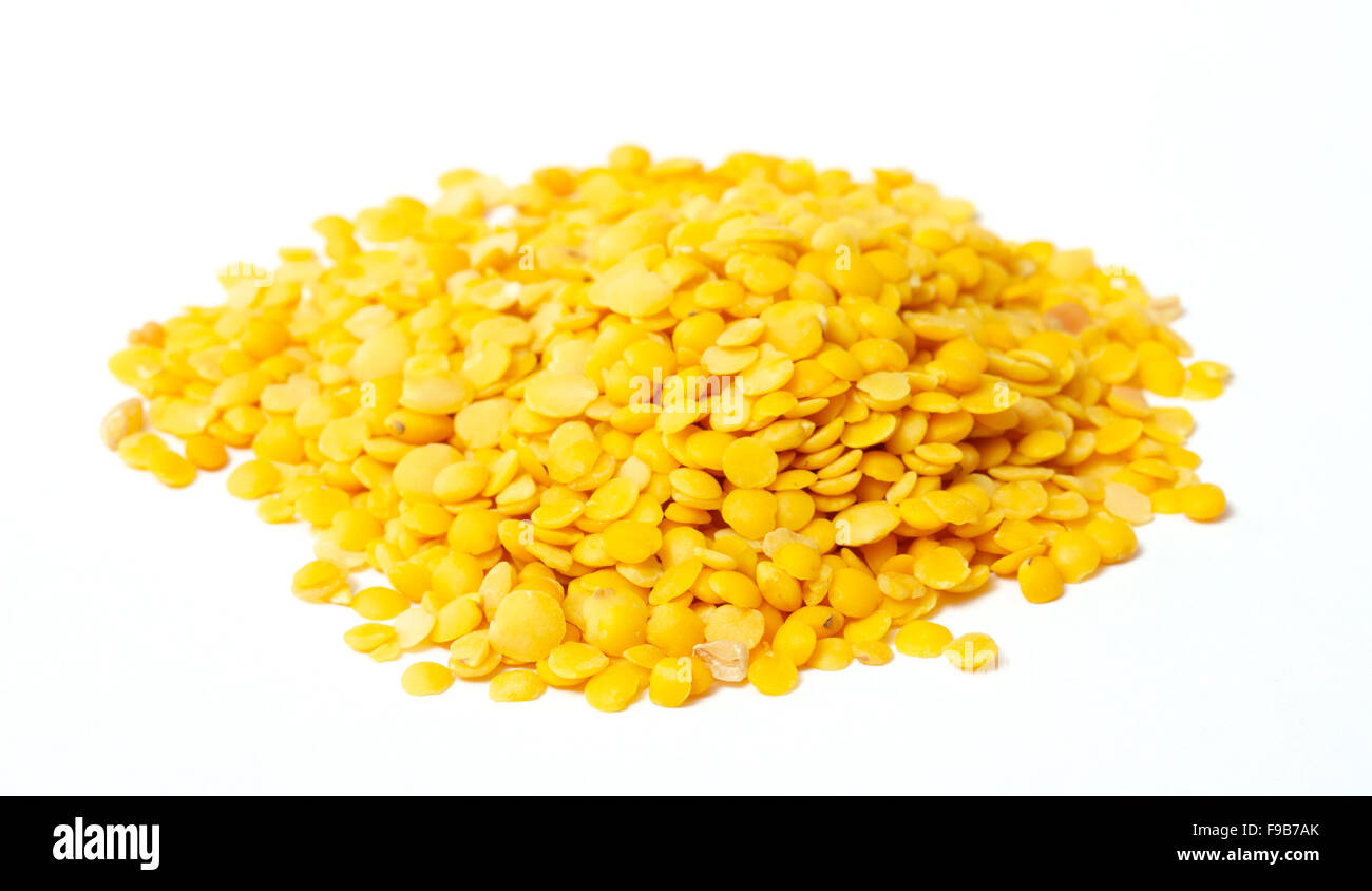 Yellow lentils isolated on white background.Macro shot Stock Photo - Alamy