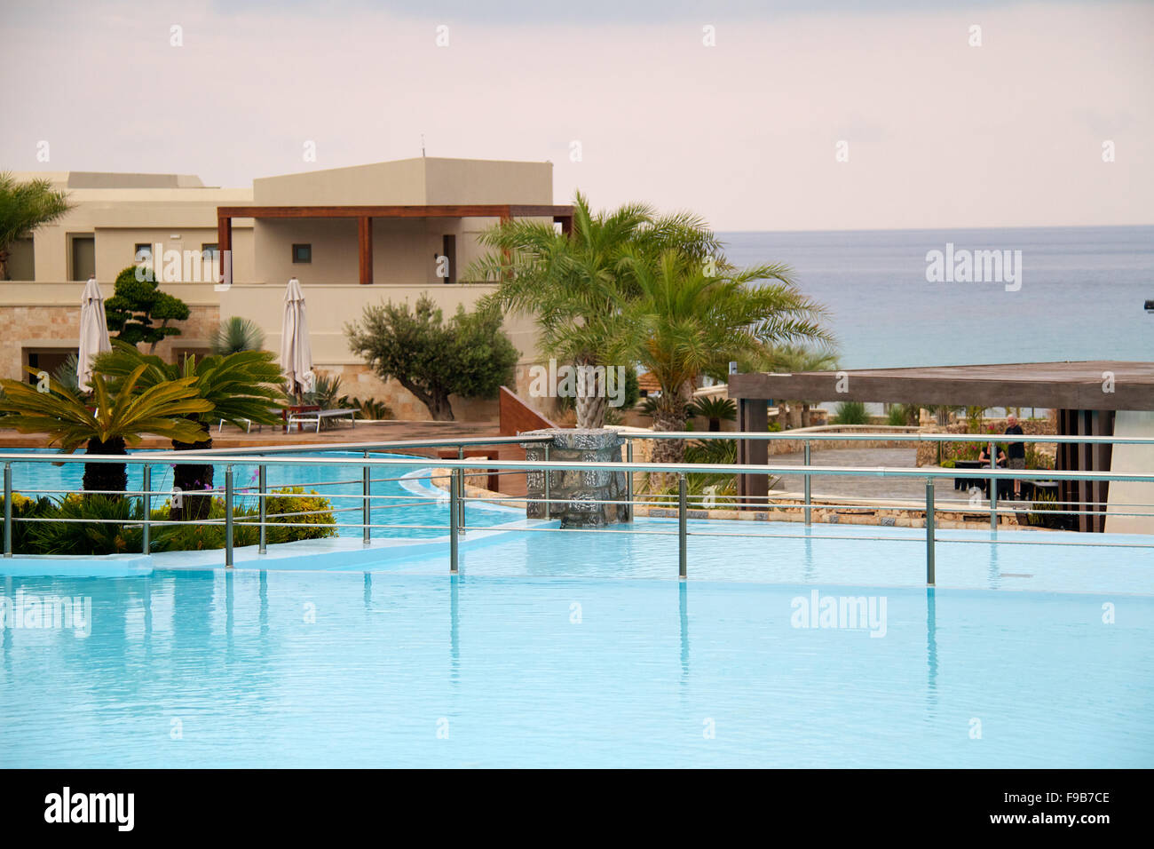 Swimming pool at luxury villa, Rhodes Greece Stock Photo - Alamy
