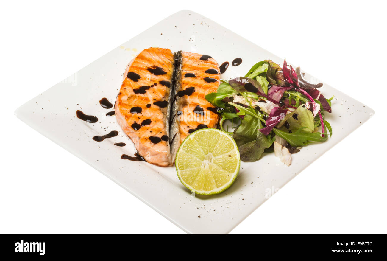 savory fish portion : roasted norwegian salmon fillet garnished with ...