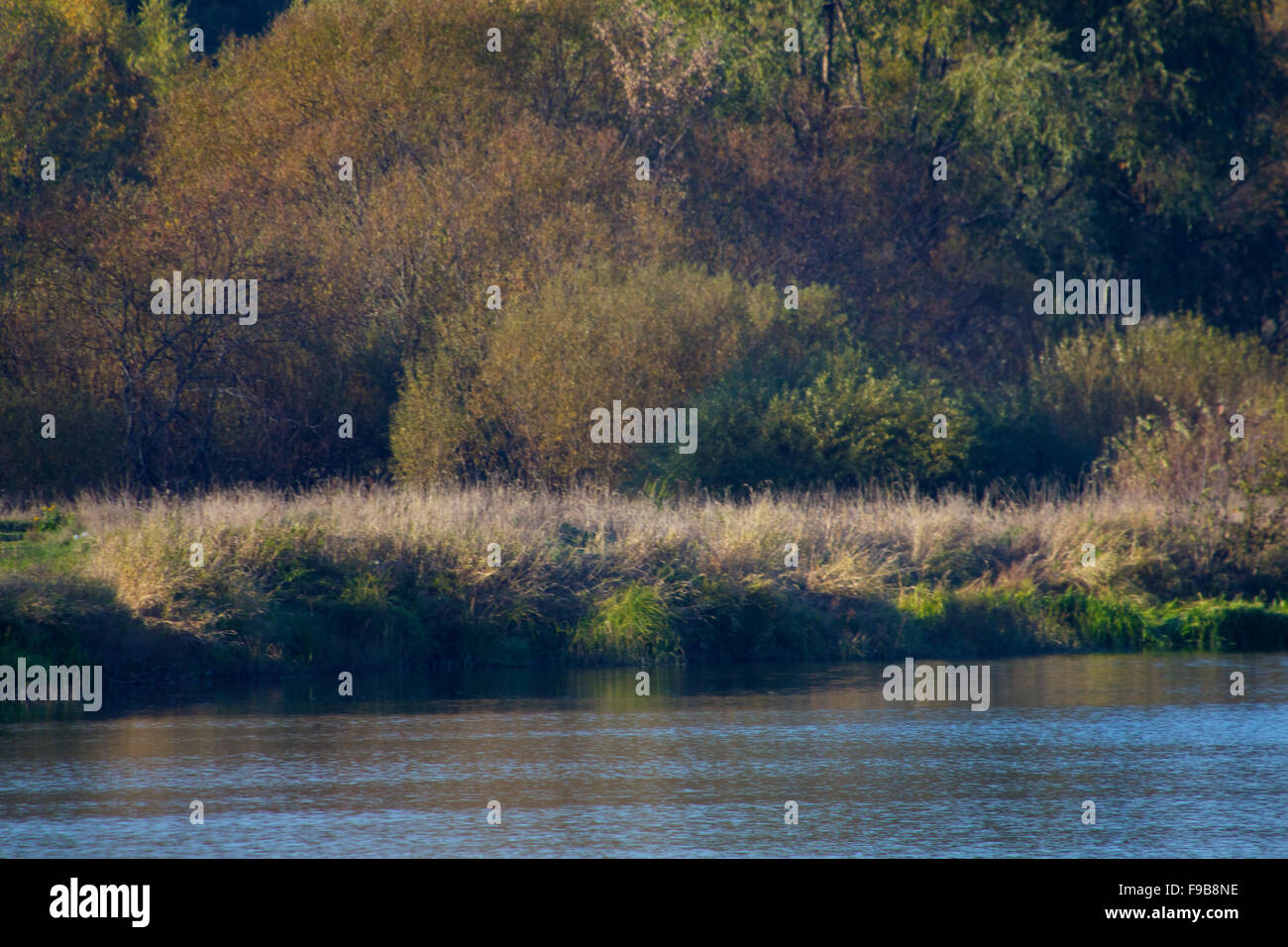 Colorful autumn trees fortress at the river front Stock Photo - Alamy