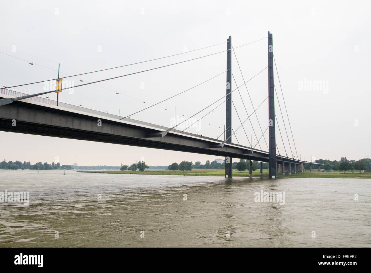 The famous highway bridge "Fleher" of Dusseldorf in Germany Stock Photo ...