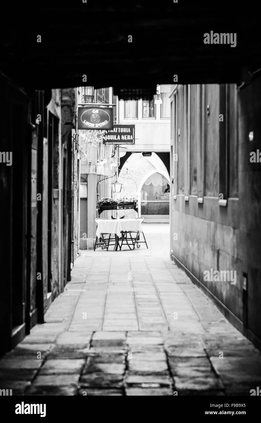 Alley with restaurant Black and White Stock Photos & Images - Alamy