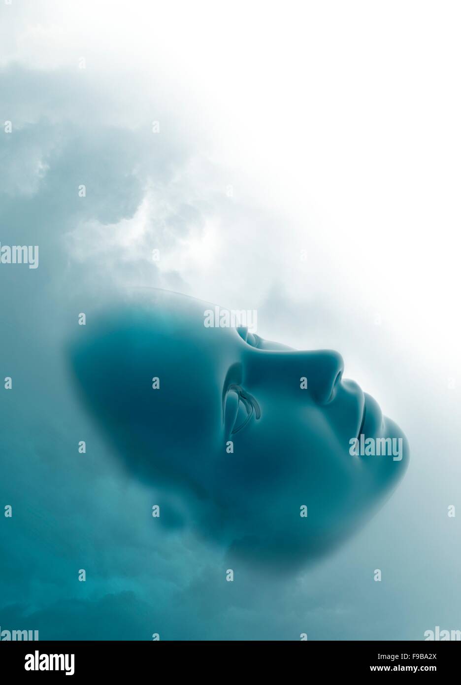 Person's face emerging from smoke, computer illustration Stock Photo ...