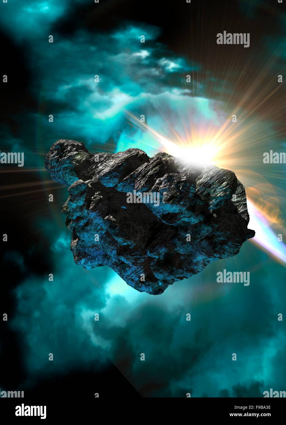 Asteroid in outer space, computer illustration Stock Photo - Alamy
