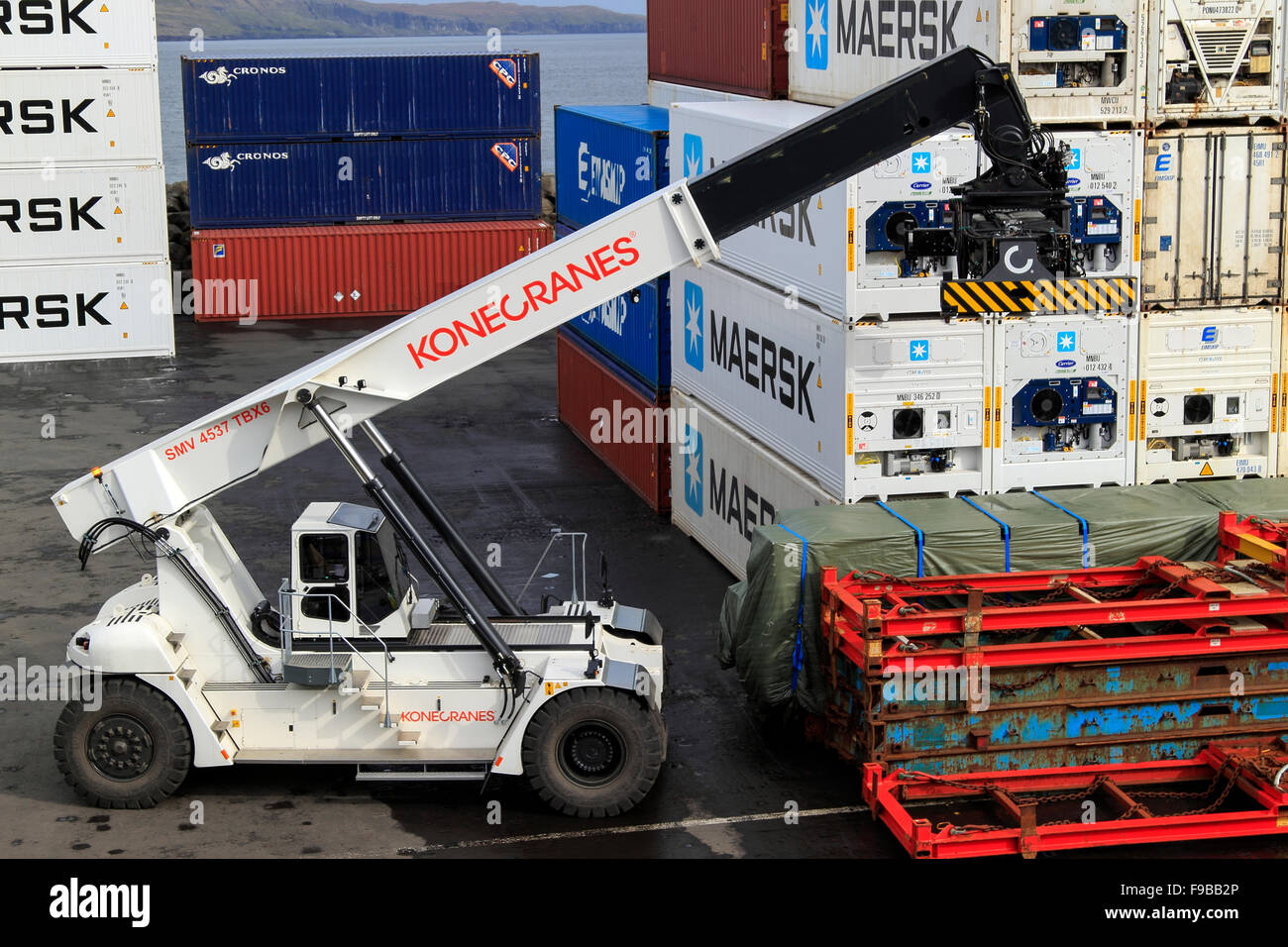 Shipping containers Port of Tórshavn Faroe Islands Stock Photo - Alamy
