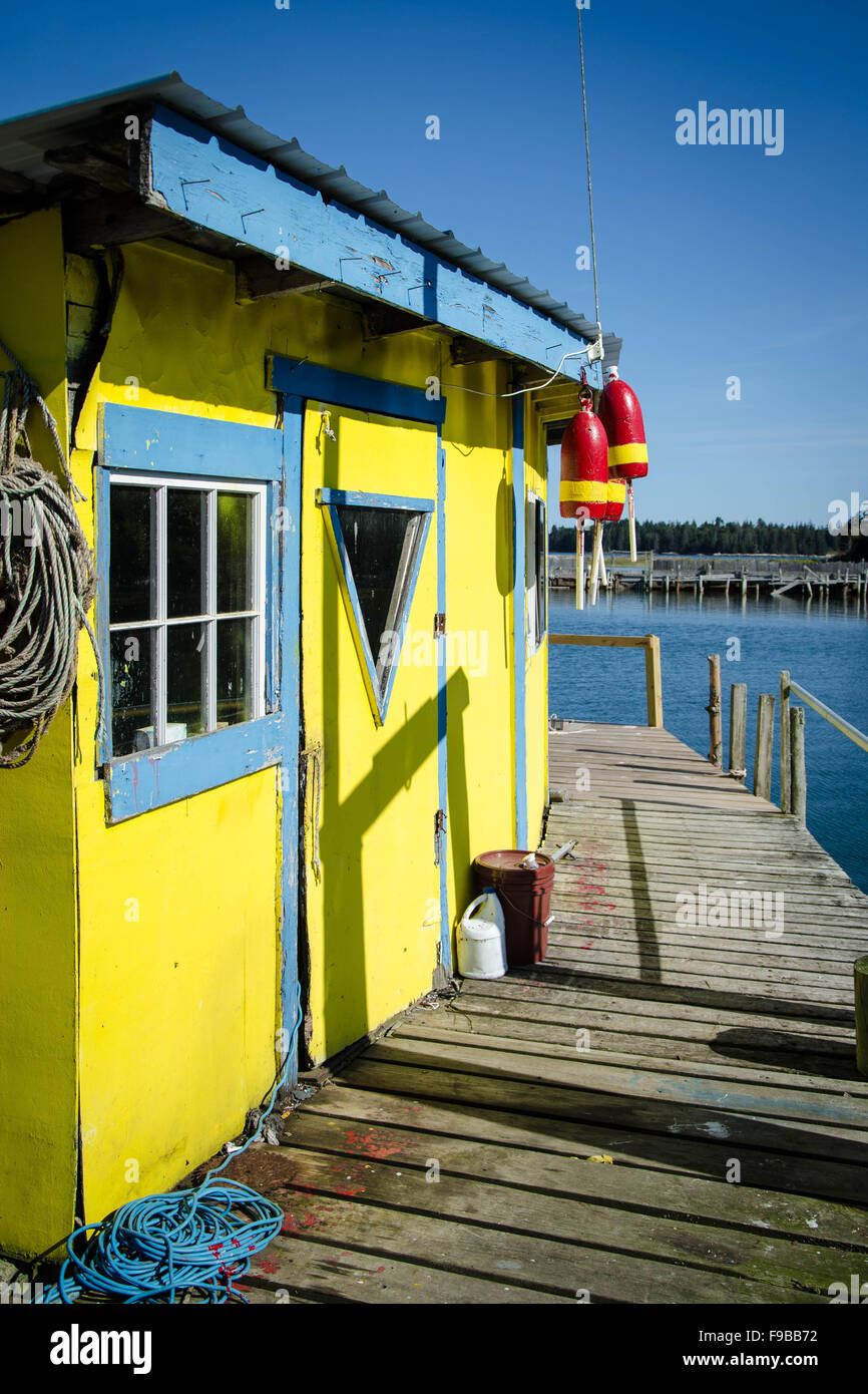 Little Yellow Fisherman's Shack Stock Photo - Alamy