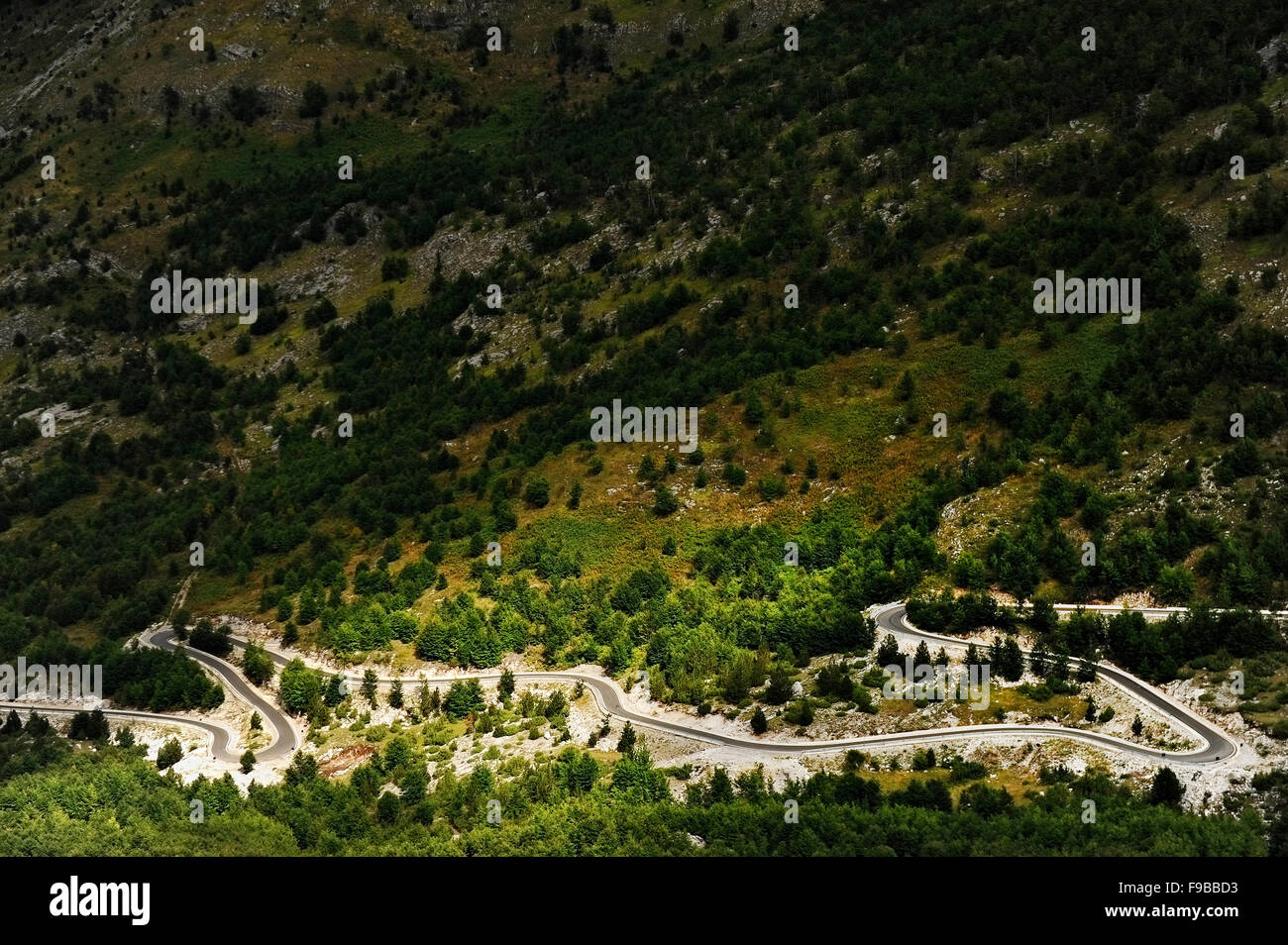 Winding mountain asphalt road in Theth region, northern Albania Stock ...