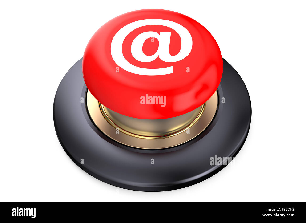 commercial at red button isolated on white background Stock Photo - Alamy