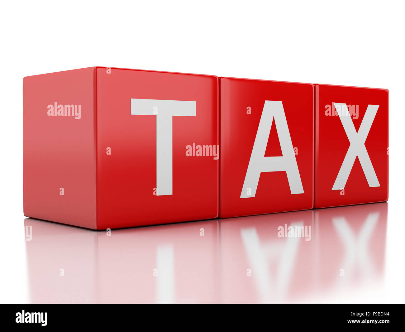 3d renderer illustration. Red TAX. Isolated white background Stock ...
