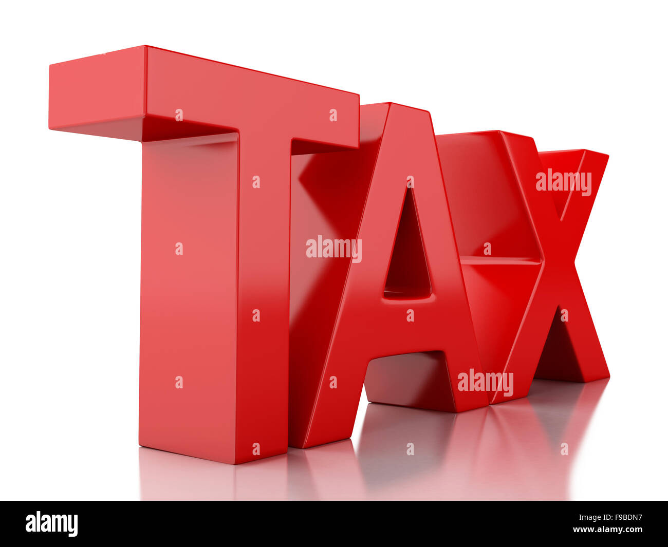 3d renderer illustration. Red TAX. Isolated white background Stock ...