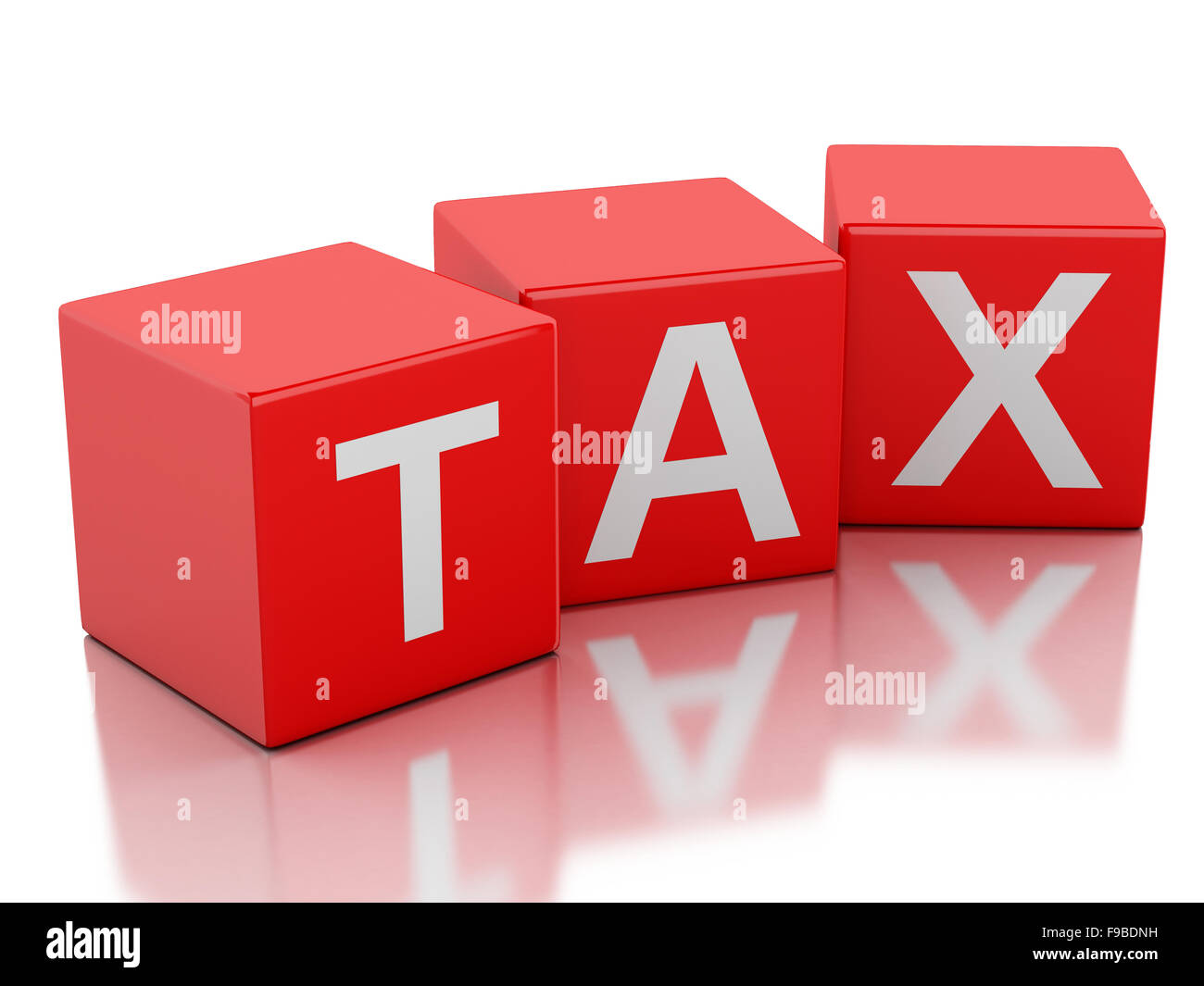 3d renderer illustration. Red TAX. Isolated white background Stock ...