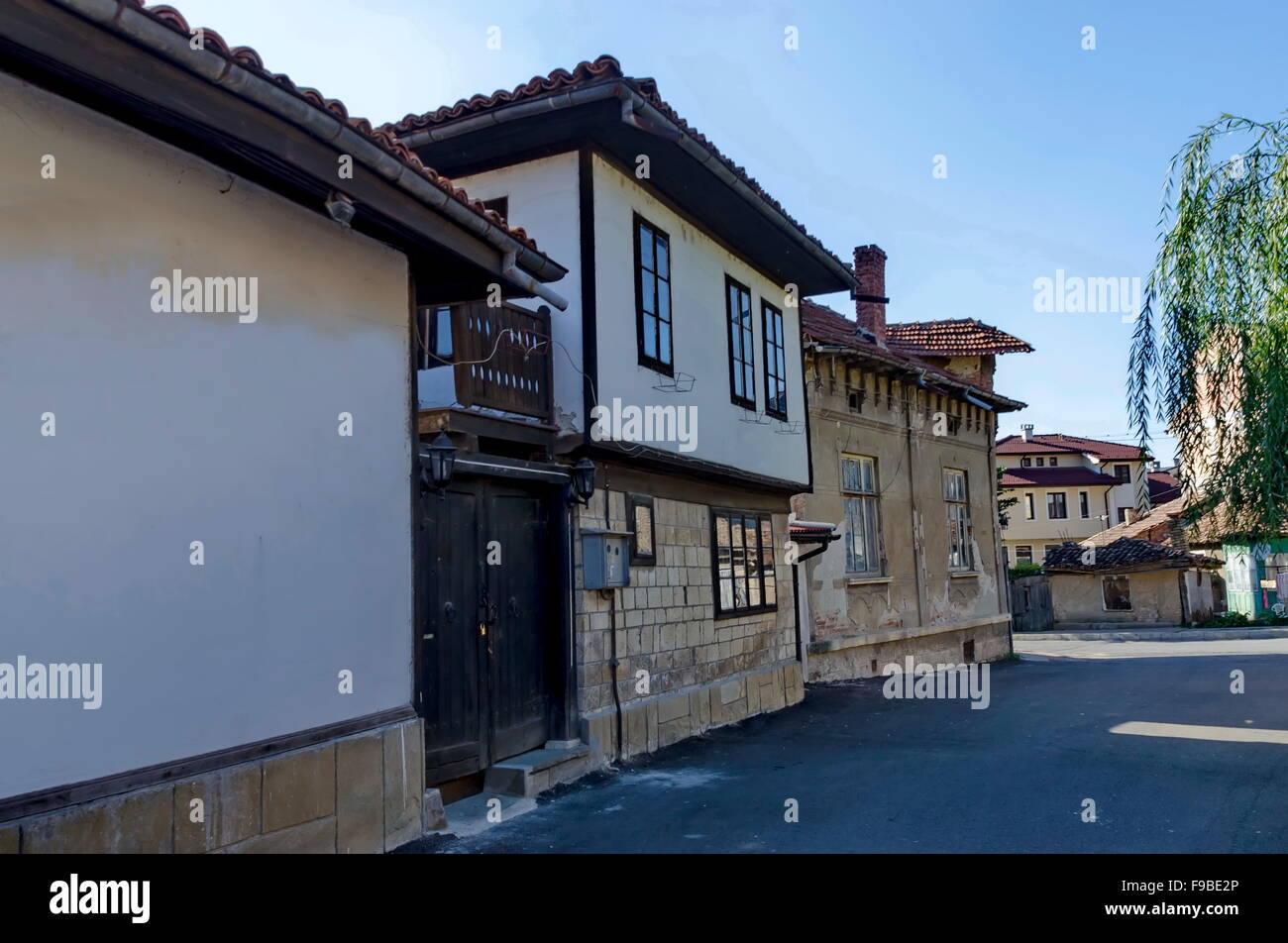 Razgrad town, street and house. Old house in revival quarter Varosha ...