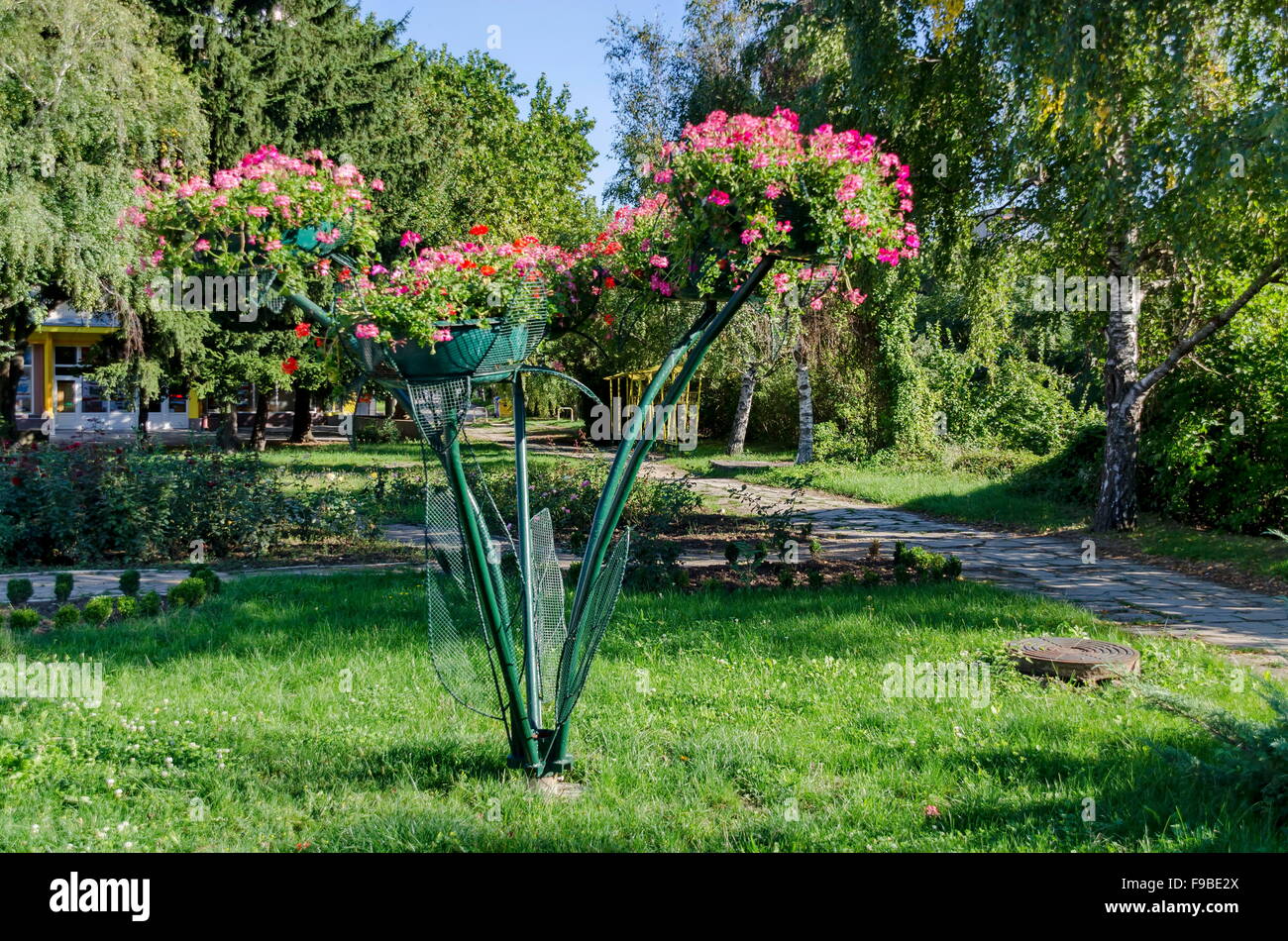 Shape with flowers in garden of Razgrad town, Bulgaria Stock Photo - Alamy