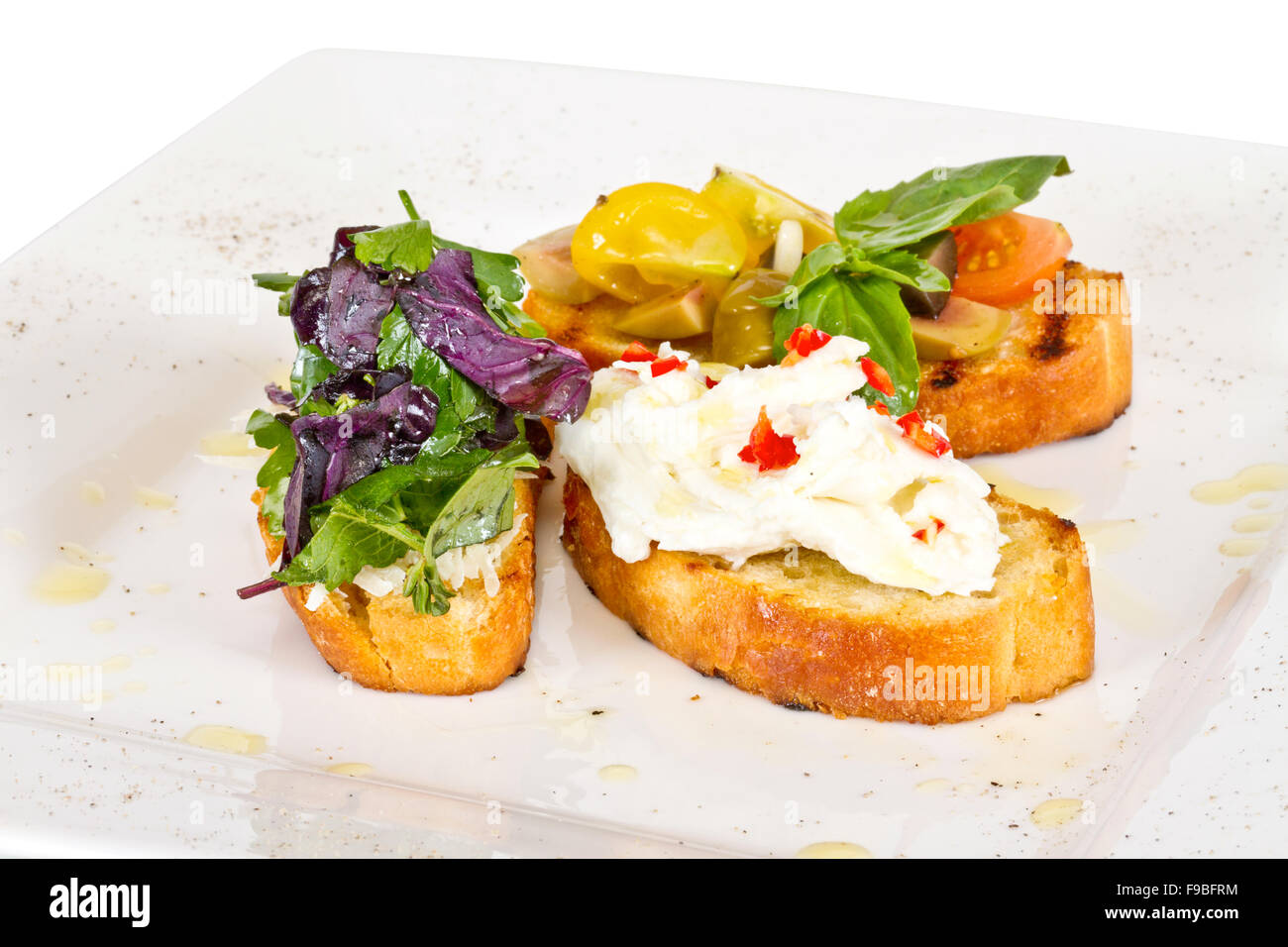 different colored Canapes on a white background Stock Photo - Alamy