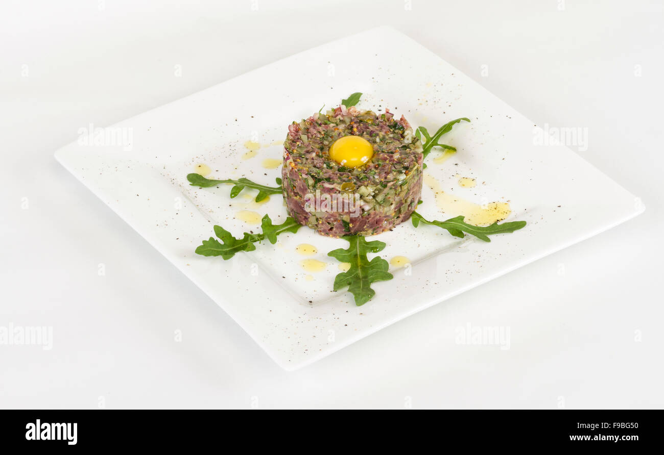 steak tartare with egg Stock Photo - Alamy