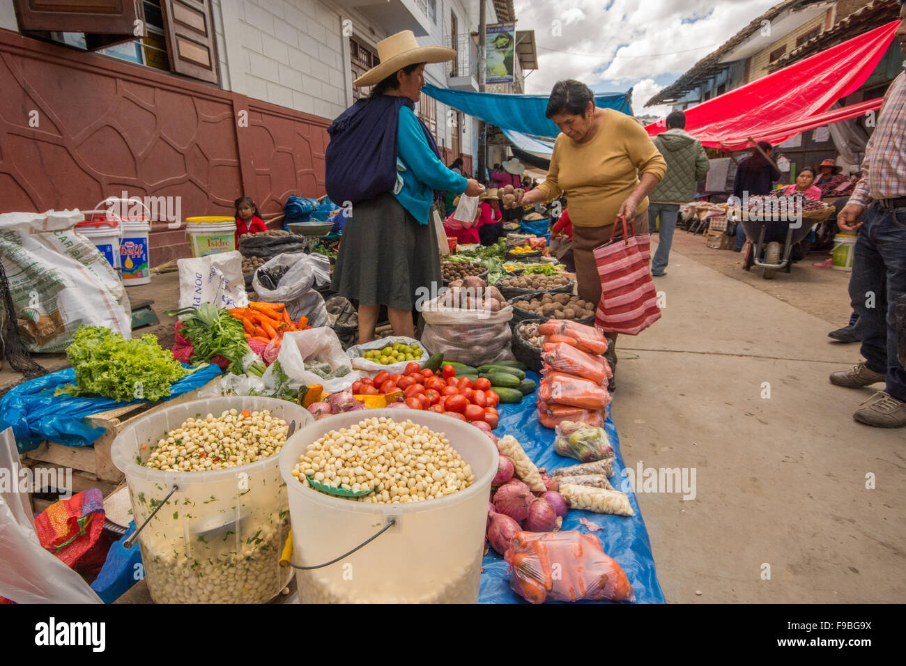 Street stall in town of Cajabamba in the Cajamarca region of northern ...