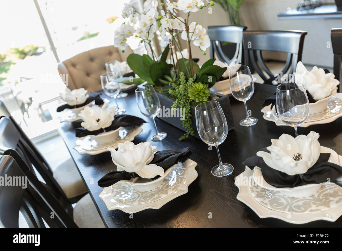 Beautiful Abstract of Dining Table with Place Settings Stock Photo - Alamy