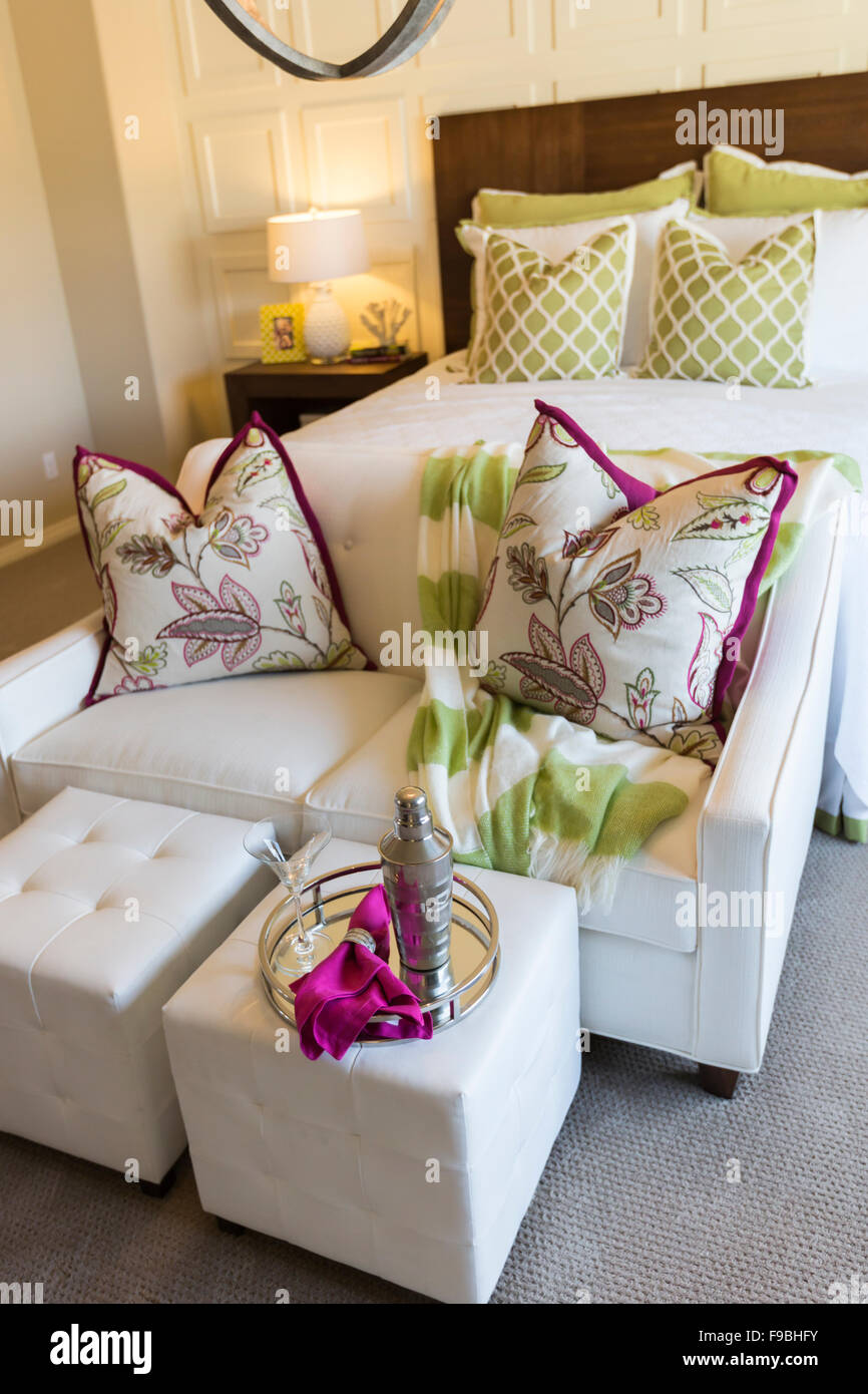 Beautiful Abstract of Inviting Bedroom Interior and Sitting Area Stock ...