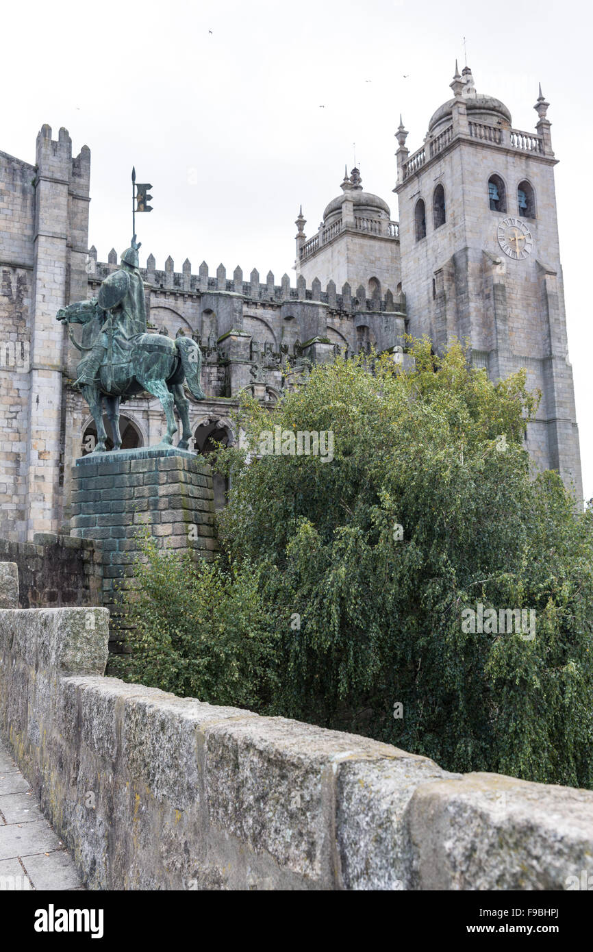 Panoramic view of the Porto Cathedral (Se Porto) - Portugal Stock Photo ...