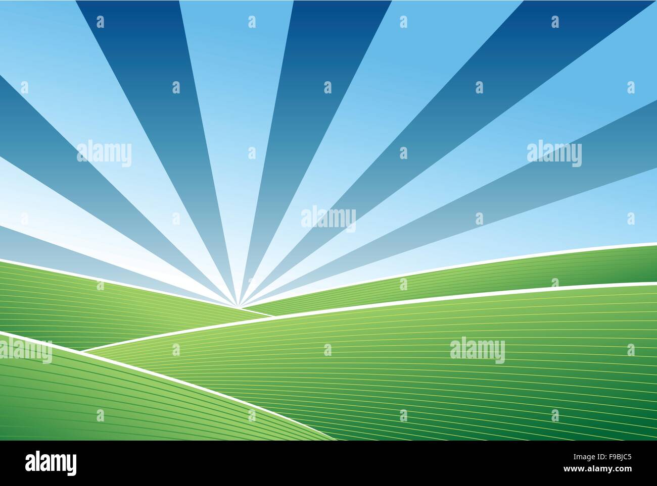 Abstract green field and blue sky vector background Stock Vector Image ...
