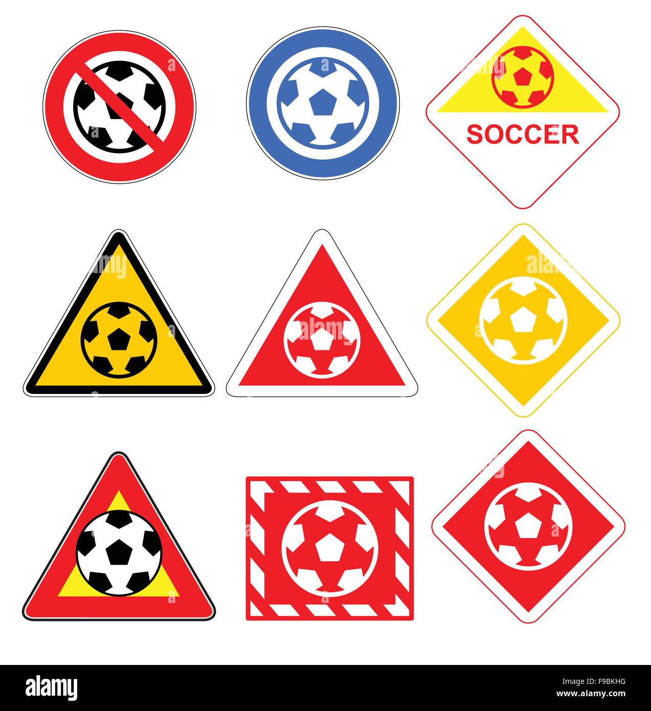 Not a real road signs with the image of a soccer ball - permissive ...