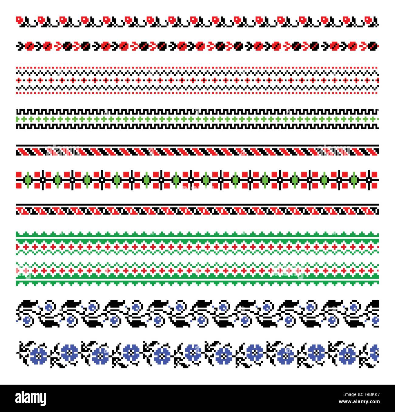 Vector illustrations of ukrainian embroidery ornaments, patterns ...