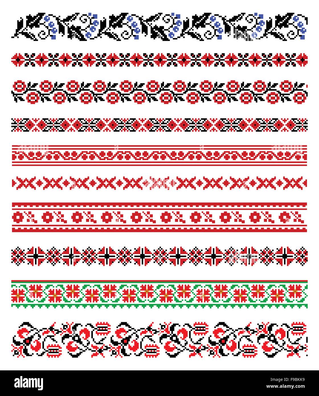 Vector illustrations of ukrainian embroidery ornaments, patterns ...