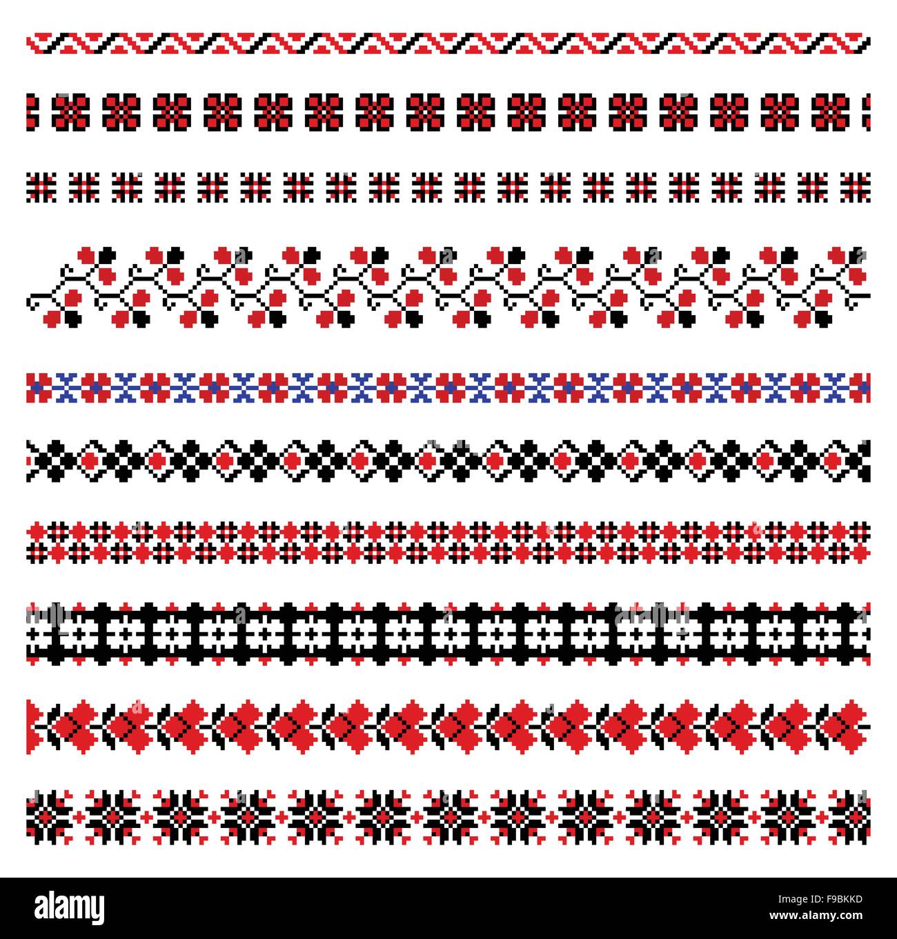 Vector illustrations of ukrainian embroidery ornaments, patterns ...