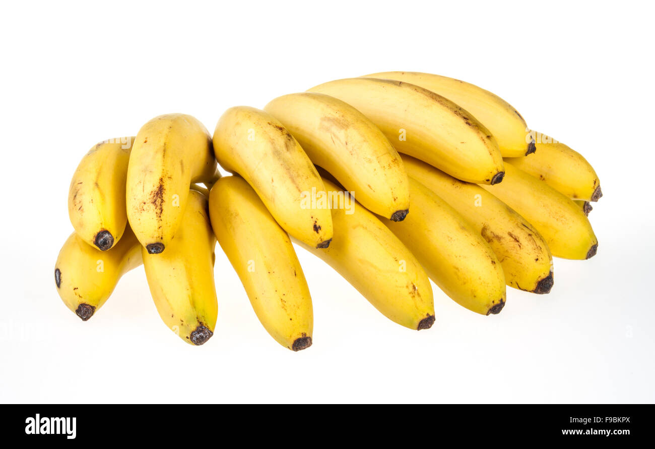 Mini bananas isolated on a white background Stock Photo - Alamy