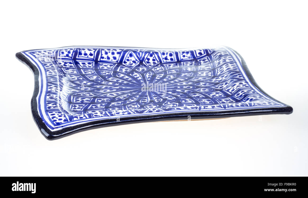 An image of a nice blue pottery plate Stock Photo - Alamy