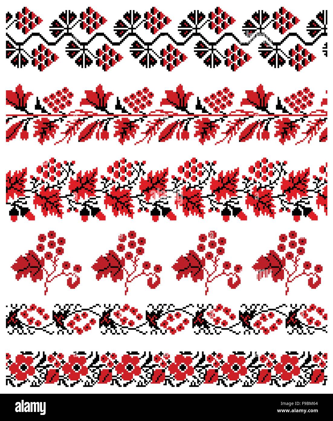 Vector illustrations of ukrainian embroidery ornaments, patterns ...
