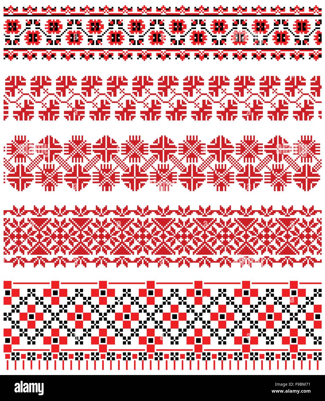 Vector illustrations of ukrainian embroidery ornaments, patterns ...