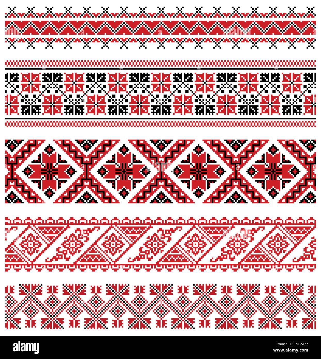 Vector illustrations of ukrainian embroidery ornaments, patterns ...