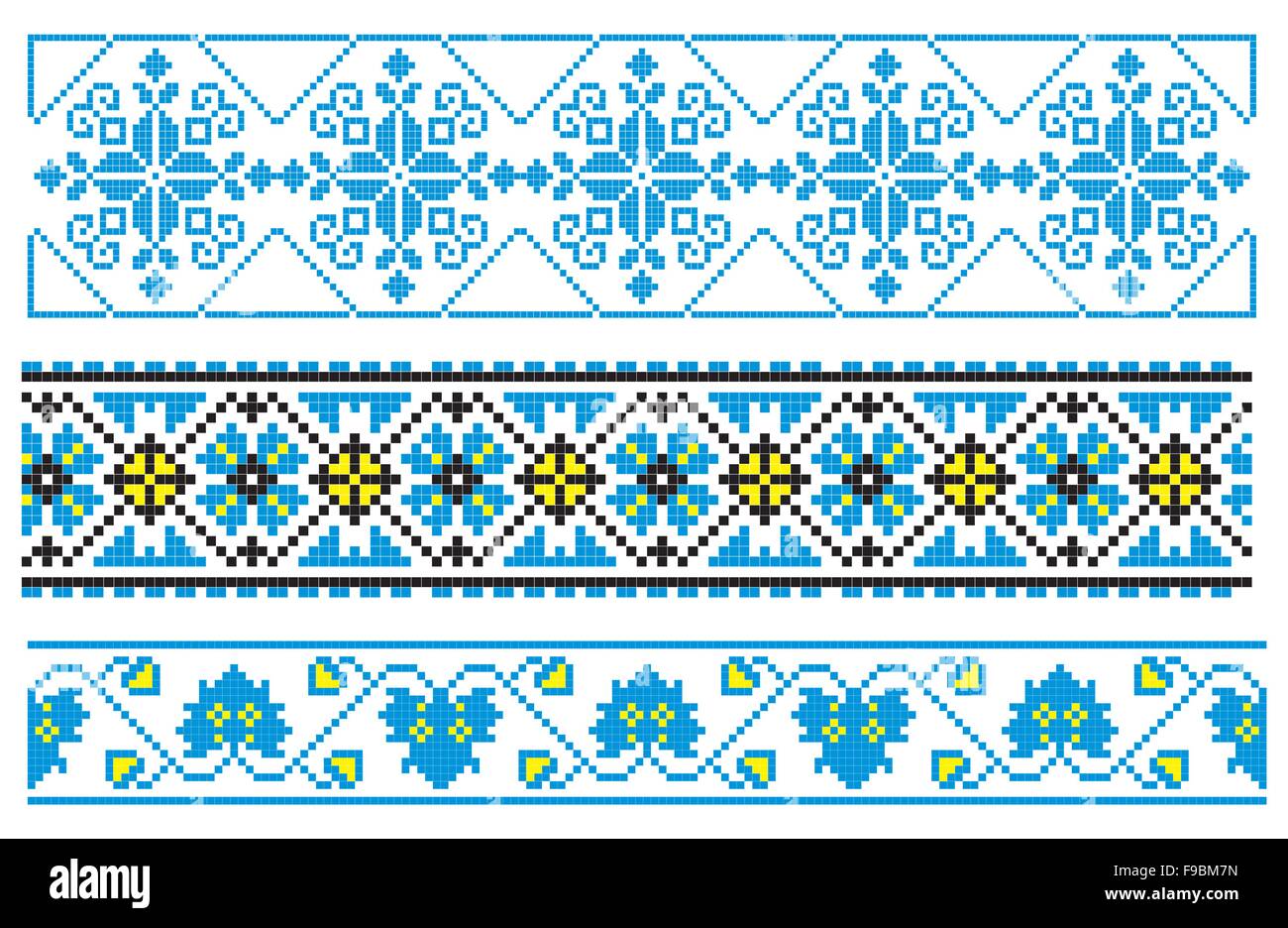 Vector illustrations of ukrainian embroidery ornaments, patterns ...