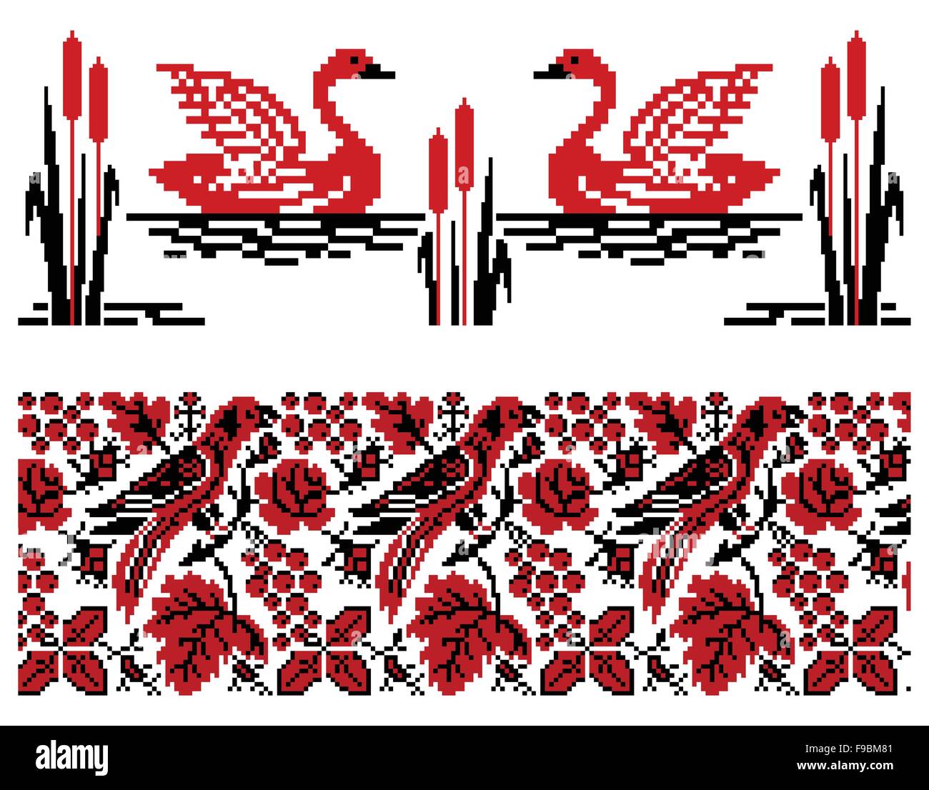 Vector illustrations of ukrainian embroidery ornaments, patterns ...
