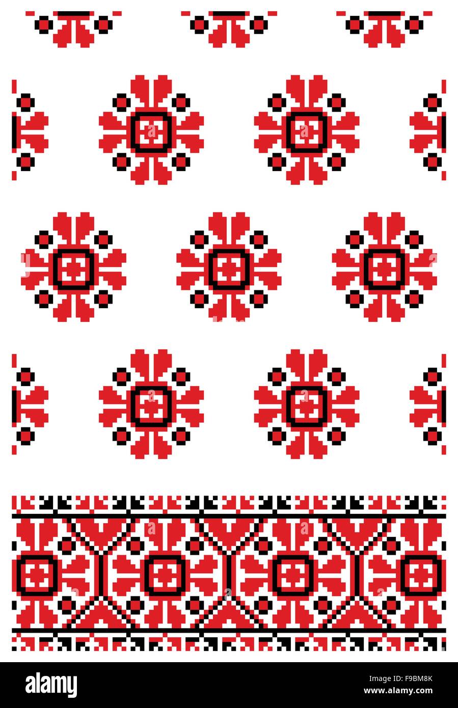 Vector illustrations of ukrainian embroidery ornaments, patterns ...