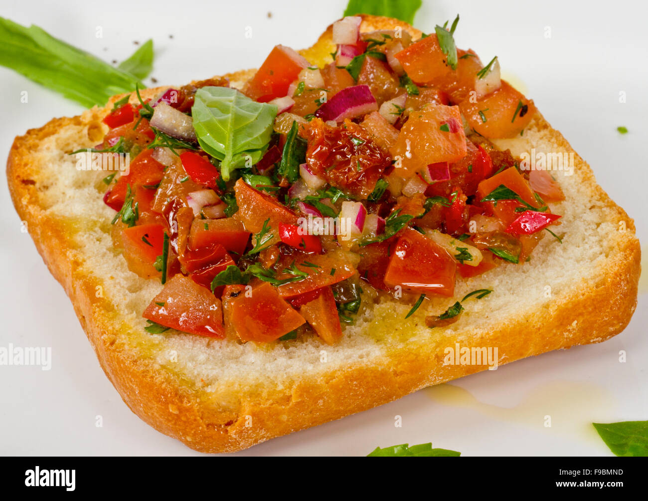 Bruschetta( Italian Toasted Garlic Bread ) with tomato Stock Photo - Alamy