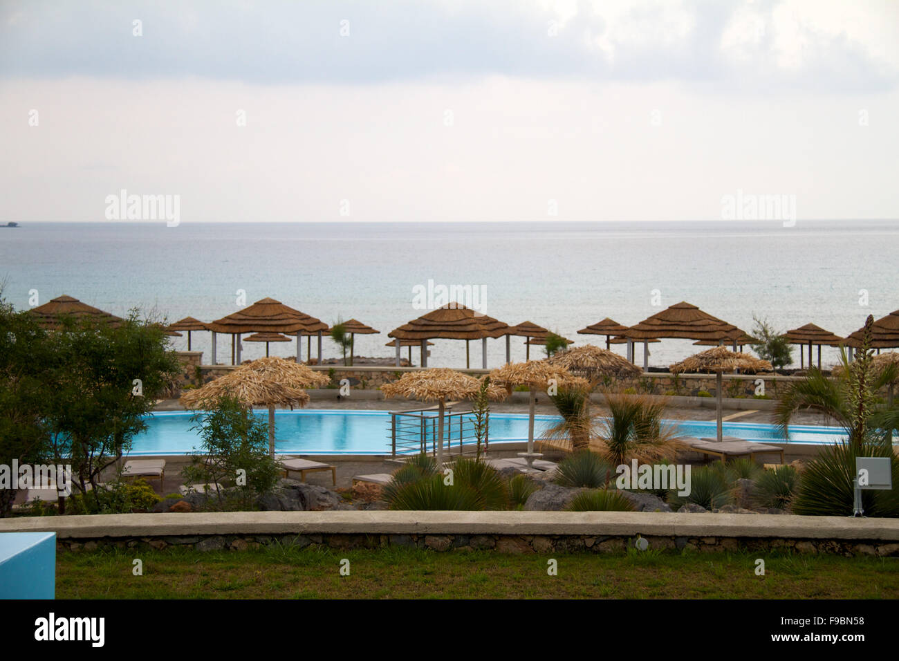 Swimming pool at luxury villa, Rhodes Greece Stock Photo - Alamy