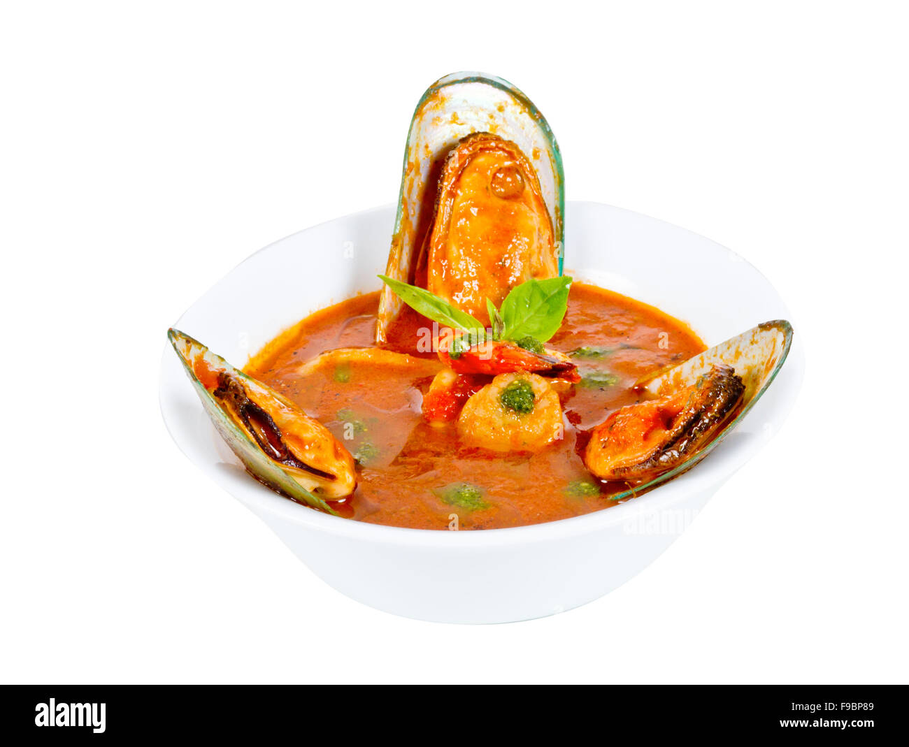 Delicious mediterranean seafood soup Stock Photo - Alamy