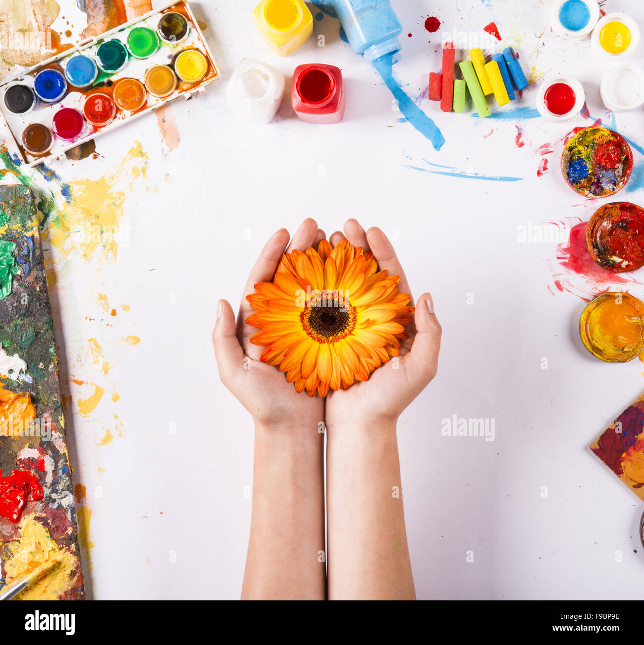 Creative concept with flowers Stock Photo - Alamy