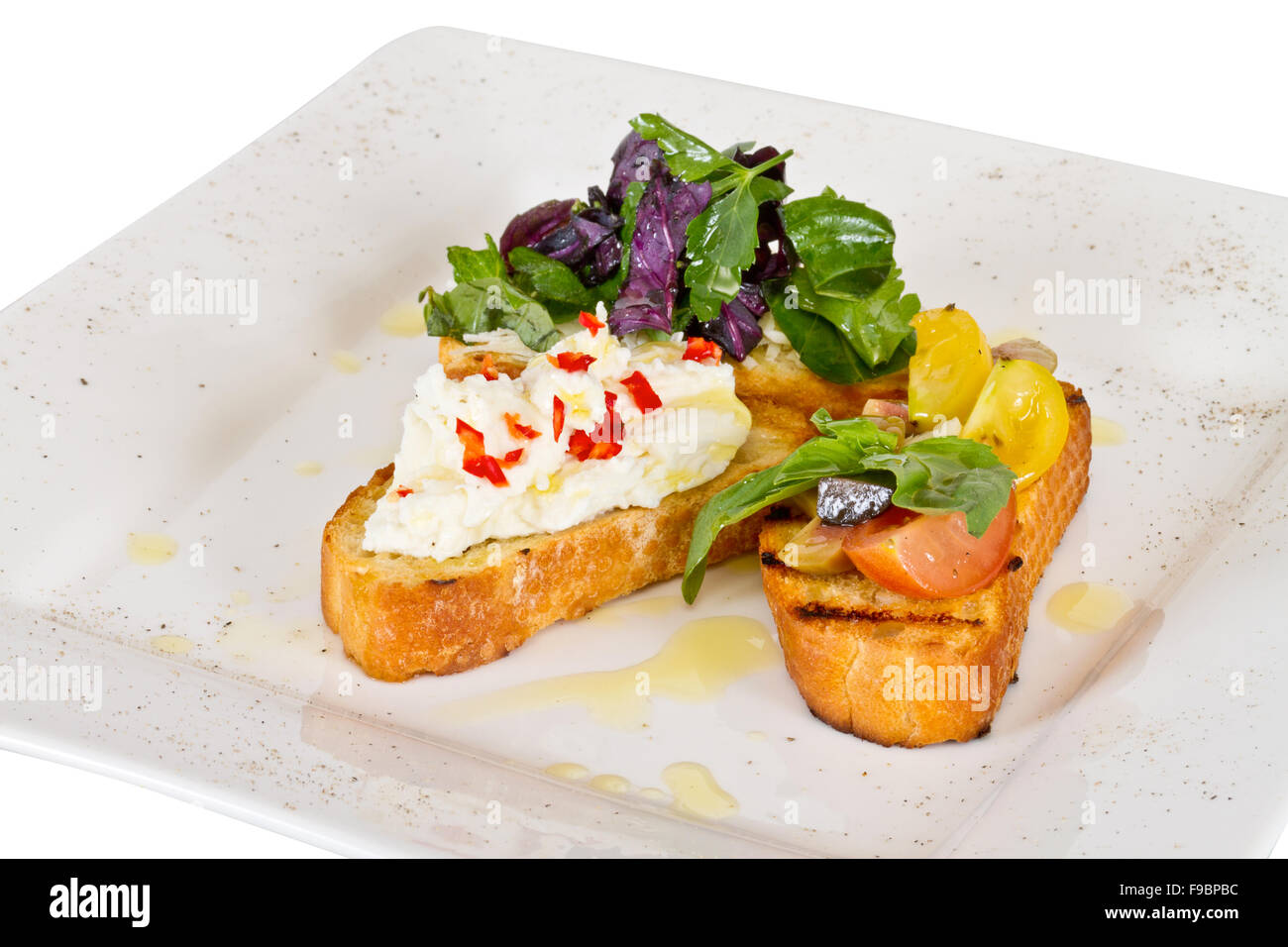 different colored Canapes on a white background Stock Photo - Alamy