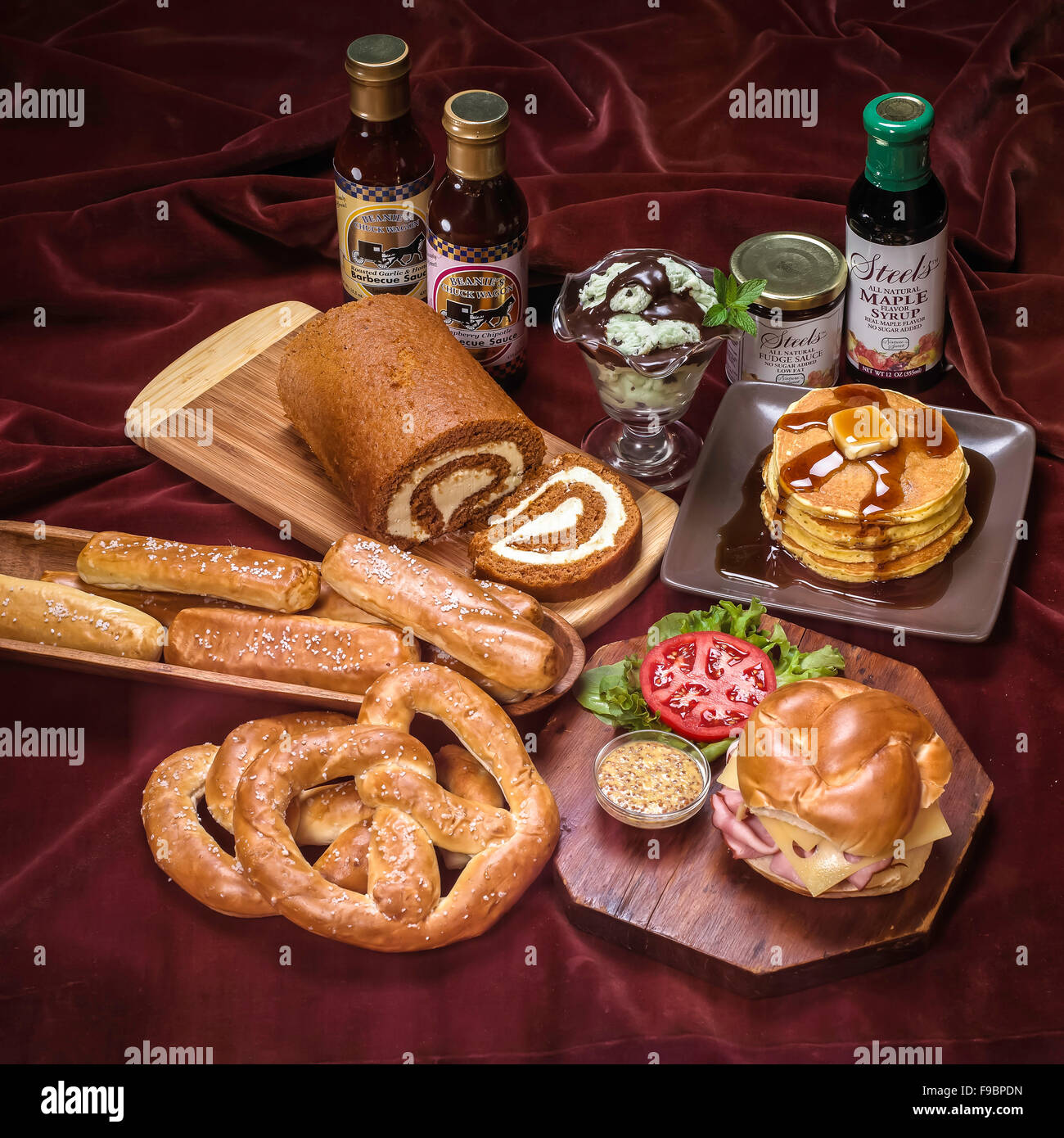 Assorted snack, brunch, lunch foods Stock Photo - Alamy